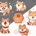 Kawaii Shiba Inu Illustration, Cute Dog Clipart With Flat Colors ...