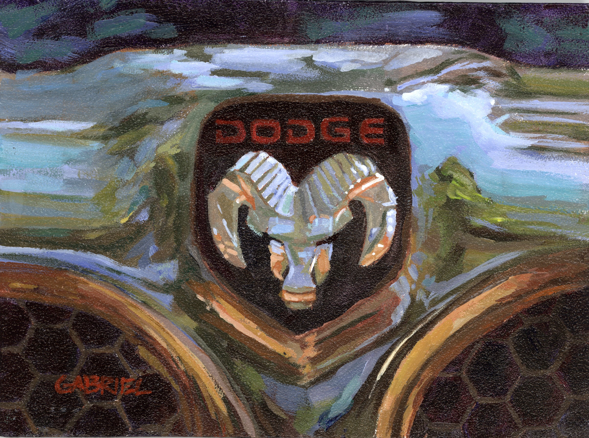 Original 6x8 Acrylic Painting dodge Ram - Etsy