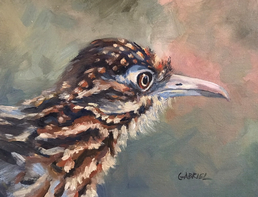 Original 8x10 Oil Painting roadrunner Artwork for Home, Office, or Room ...