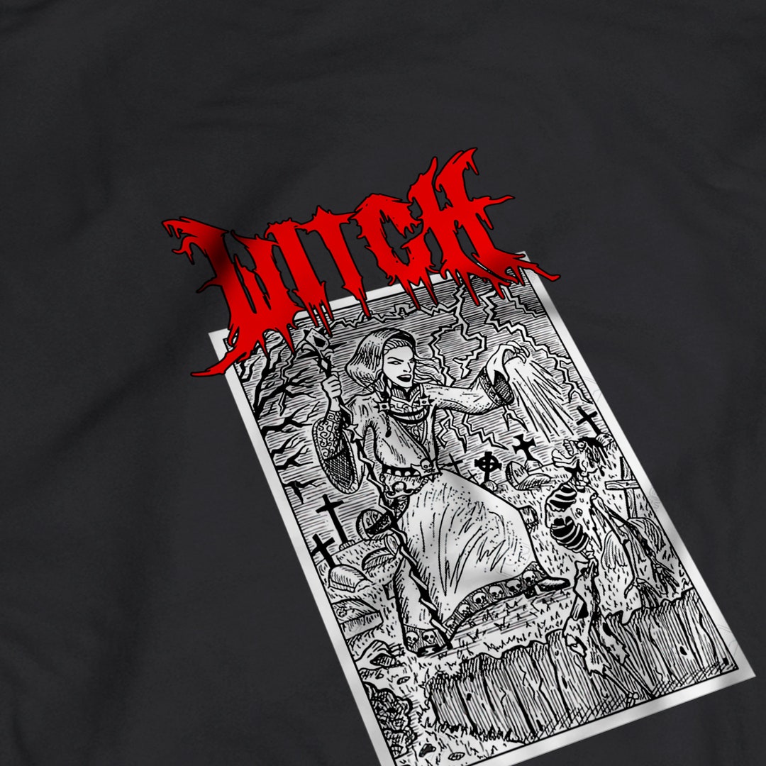Witch Graphic T-shirt/satanic Pagan T-shirt/ Occult Red Devil Aquelarre ...