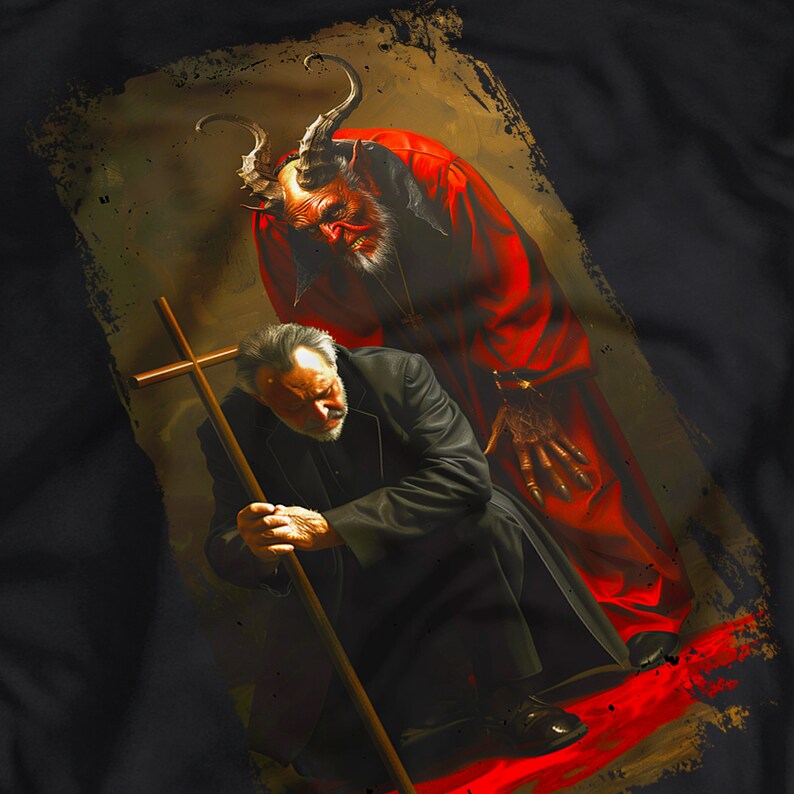 Caravaggio Style Devil and Priest T-shirt/ Horror T-shirt/ Occasion Gift for Him Her - Etsy