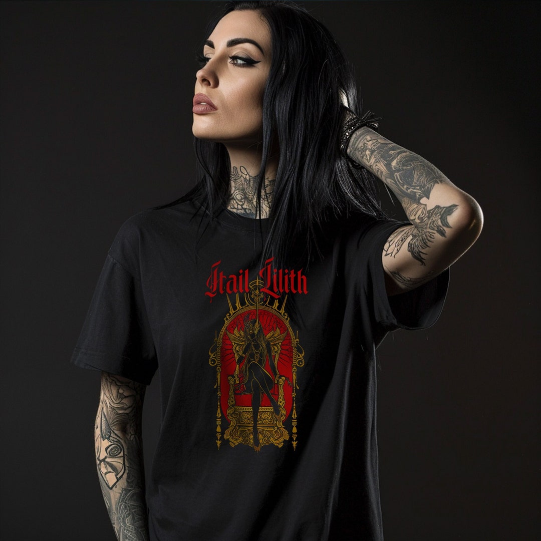Hail Lilith Gothic T-shirt – Occult Queen Tee, Satanic Lilith Shirt ...