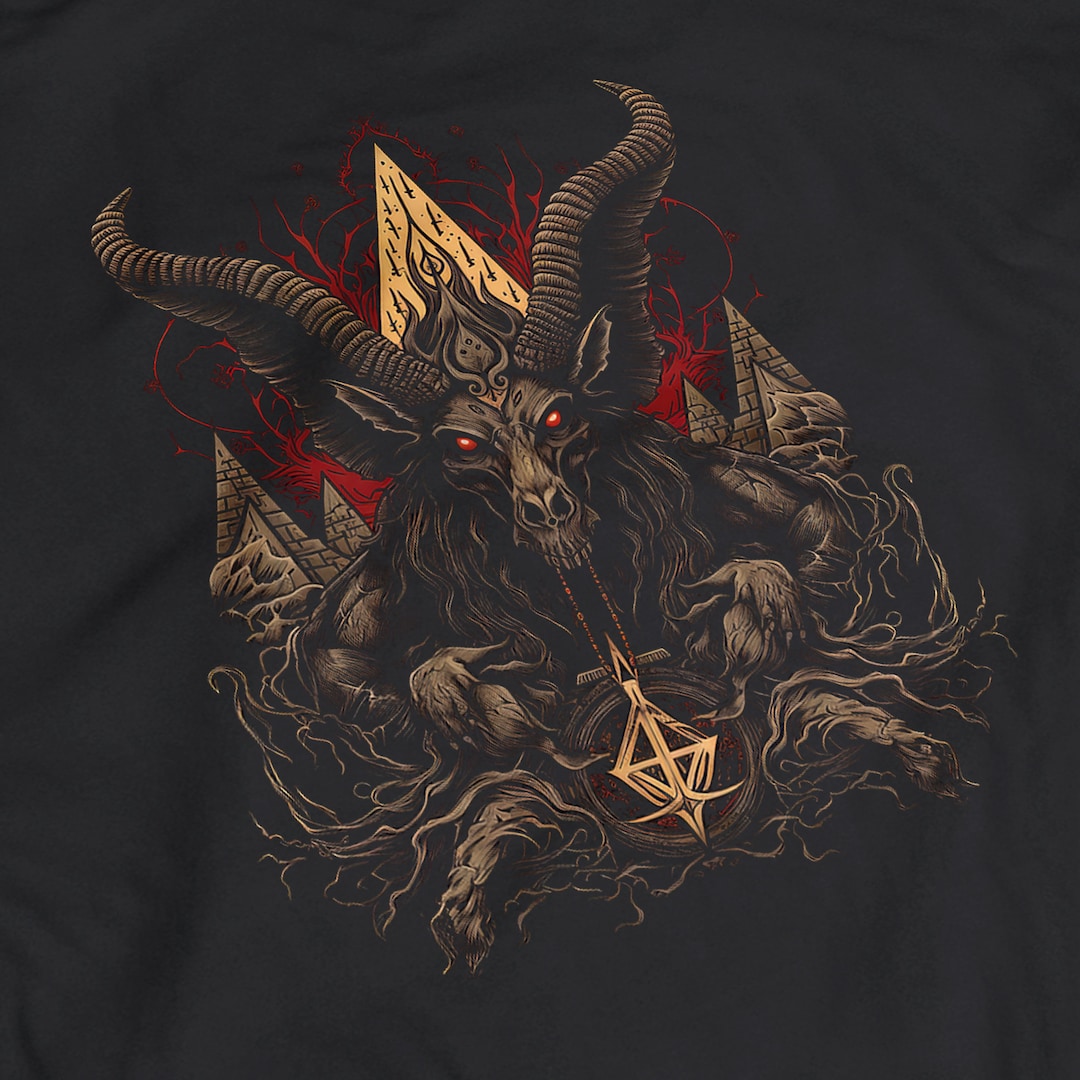 Baphomet Graphic T-shirt/satanic Pagan T-shirt/ Occult Red Devil Tee ...