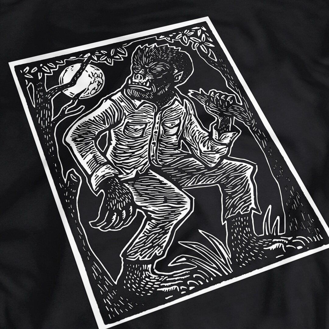 Wolfman Linotype T-shirt/hellhound Tshirt/gothic T-shirt/tattoo Design ...