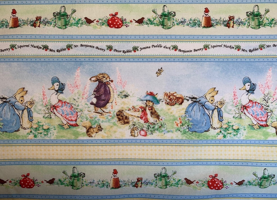 Beatrix Potter Decorative Stripe Fabric. Licensed by Frederick - Etsy