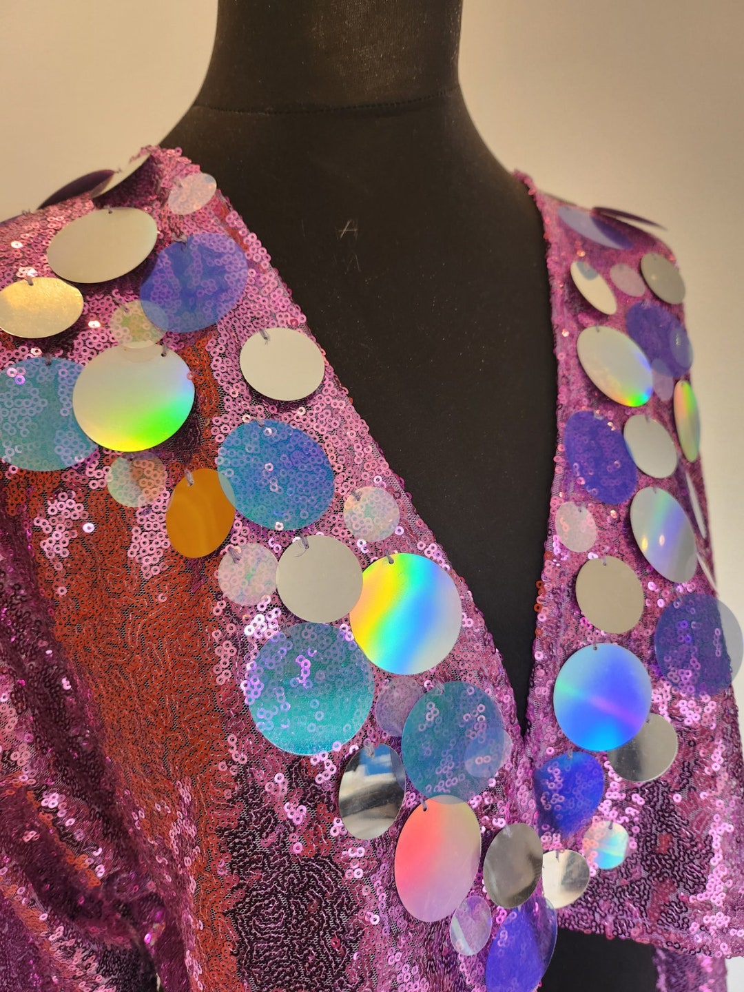 Purple Sequin Jacket Shrug Bolero Cape Cover up Large Sequins Part ...