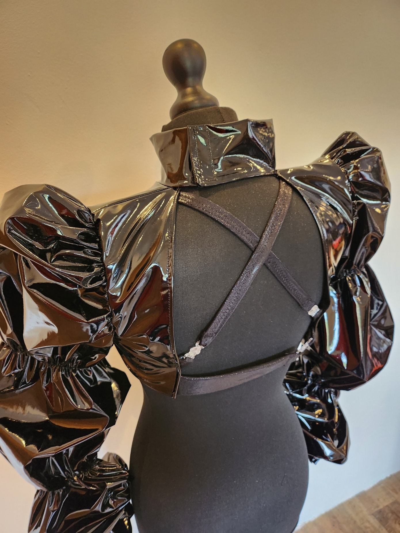 Pvc Puff Sleeve Jacket Cropped Top Open Back Festival Clubbing Rave ...