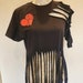 Handmade Black T-shirt & Shorts Set: Red Heart Print, Cut Fringe - Etsy