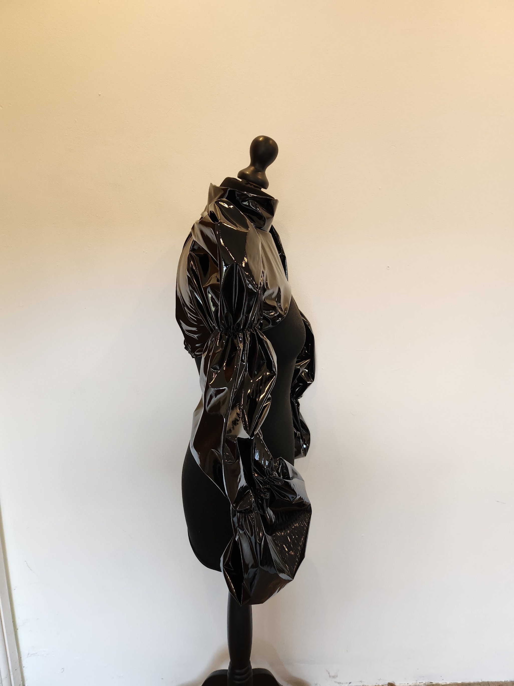 Pvc Puff Sleeve Jacket Cropped Top Open Back Festival Clubbing Rave ...