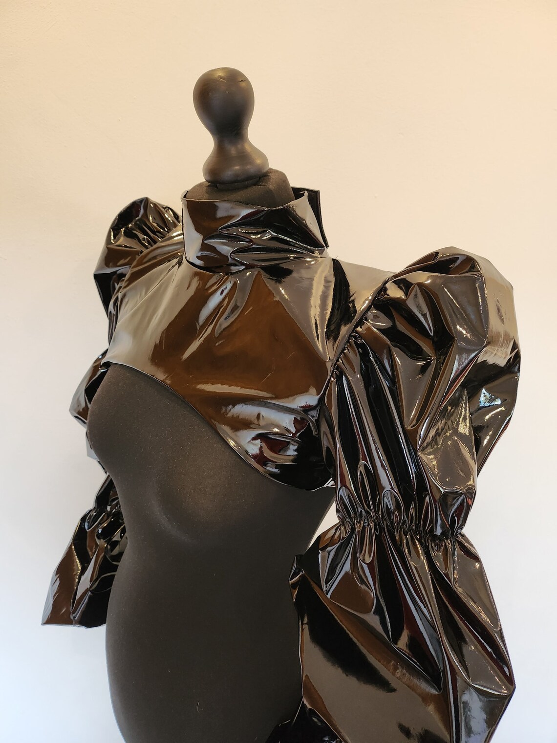 Pvc Puff Sleeve Jacket Cropped Top Open Back Festival Clubbing Rave ...