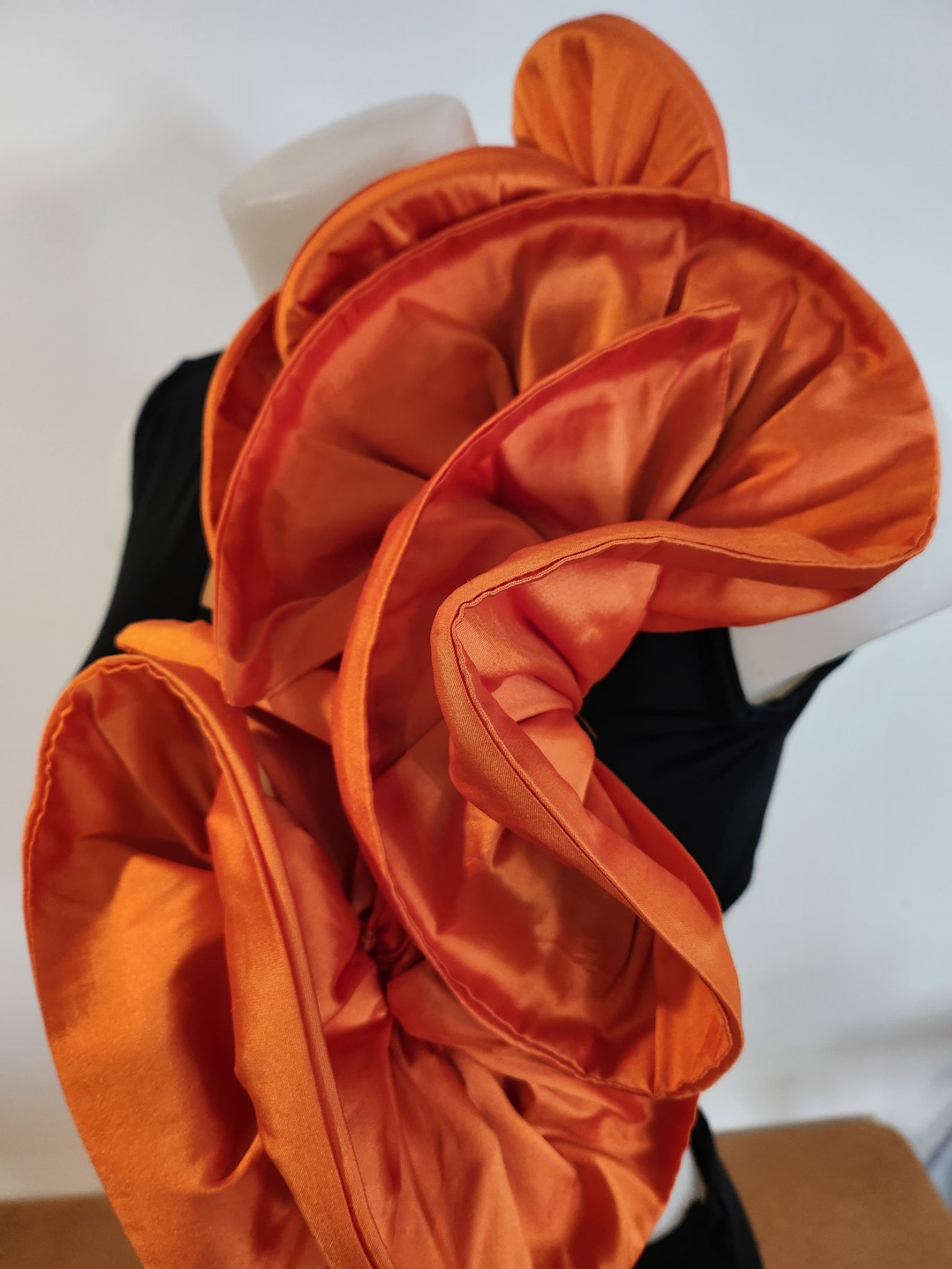 New Adult Dance Costume Leotard Orange Taffeta Ruffle 3d Detail ...