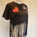 Handmade Black T-shirt & Shorts Set: Red Heart Print, Cut Fringe - Etsy