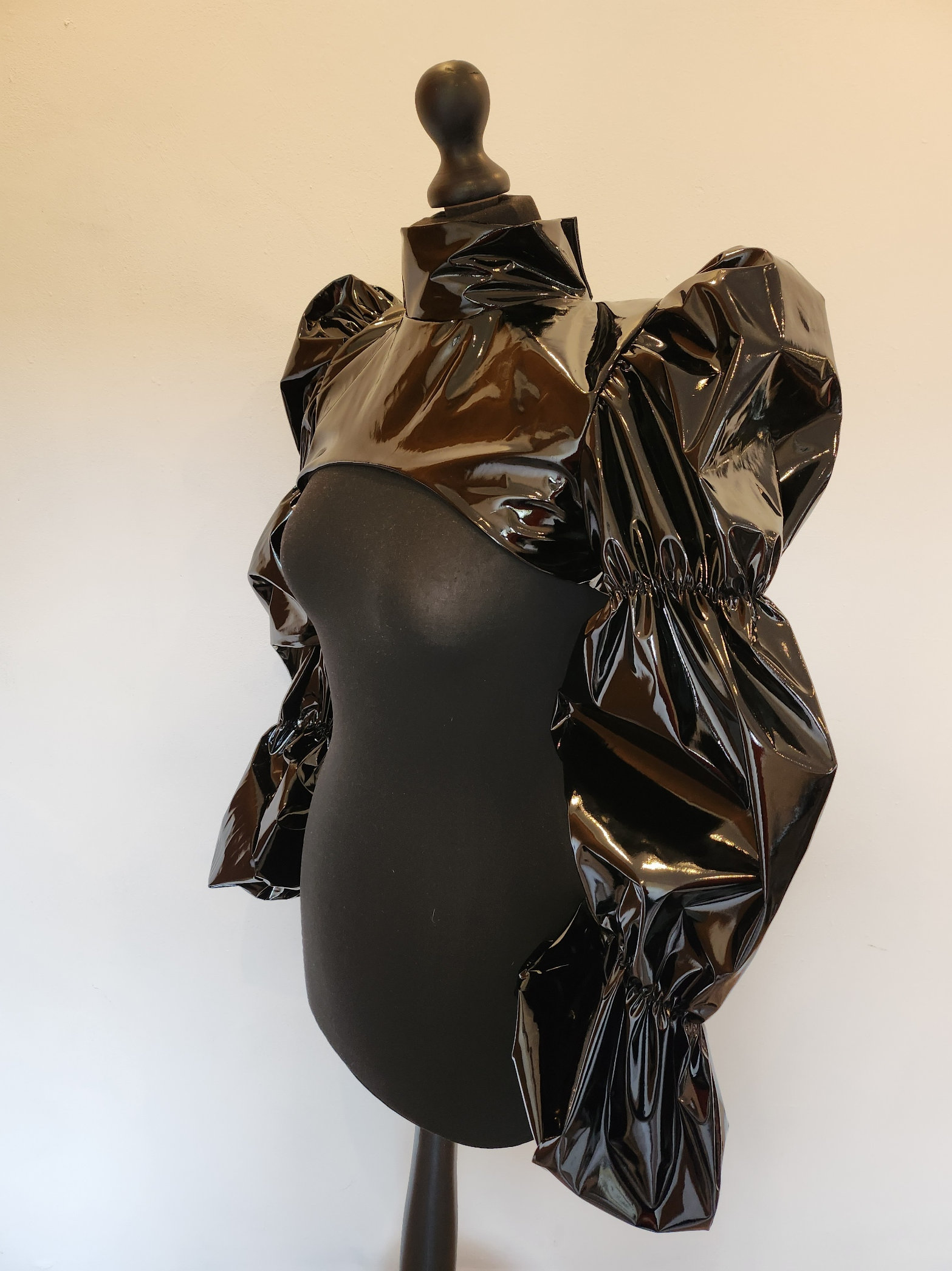 Pvc Puff Sleeve Jacket Cropped Top Open Back Festival Clubbing Rave ...