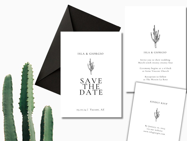 Minimalist Desert Invitation Set Template | Western Invitation | Desert ...