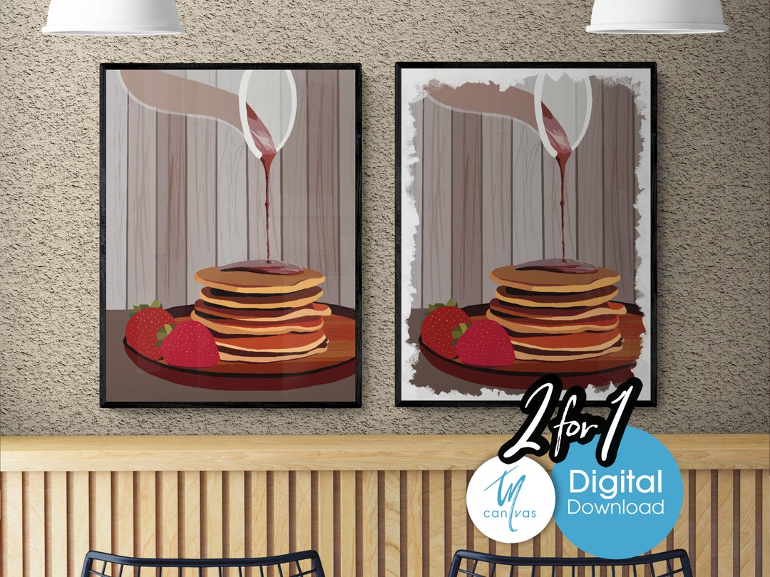 Retro Pancake Printable Wall Art, Set of 3 Pancake Posters, Brunch ...