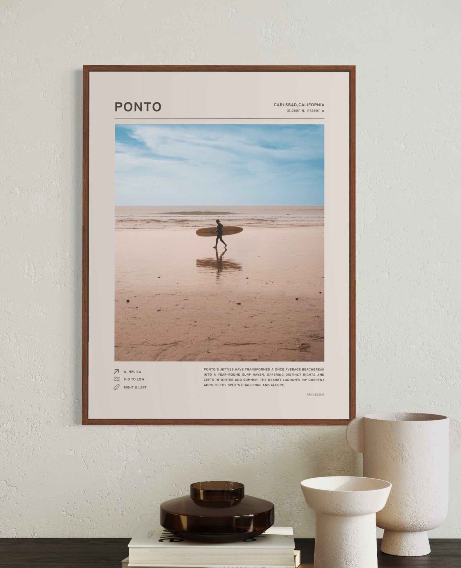 Ponto Surf Spot Print - San Diego Coastal Art, Carlsbad Beach, Surfer ...