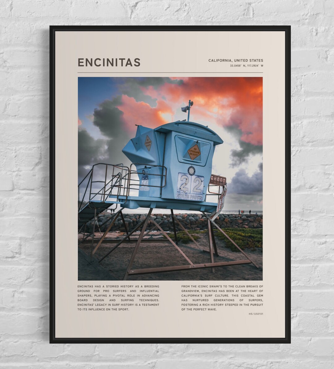 Encinitas Surfing History Print - California Coastal Wall Art, Surf ...