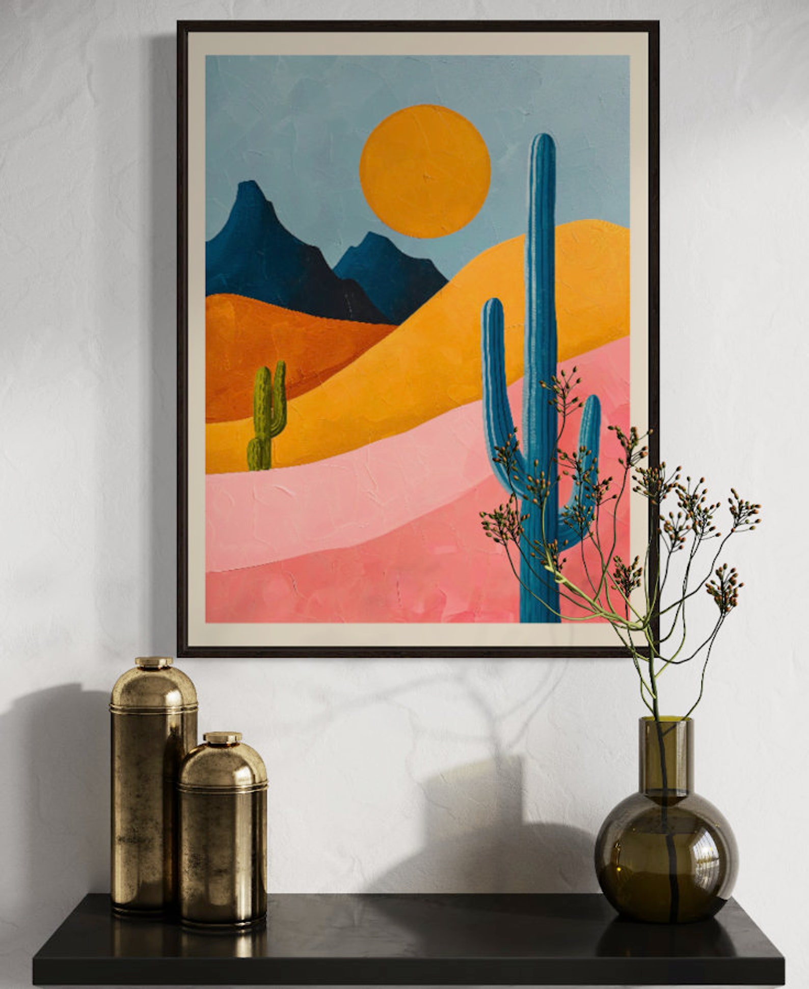 Boho Desert Art - Vibrant Textured Landscape Print, Ultra High ...