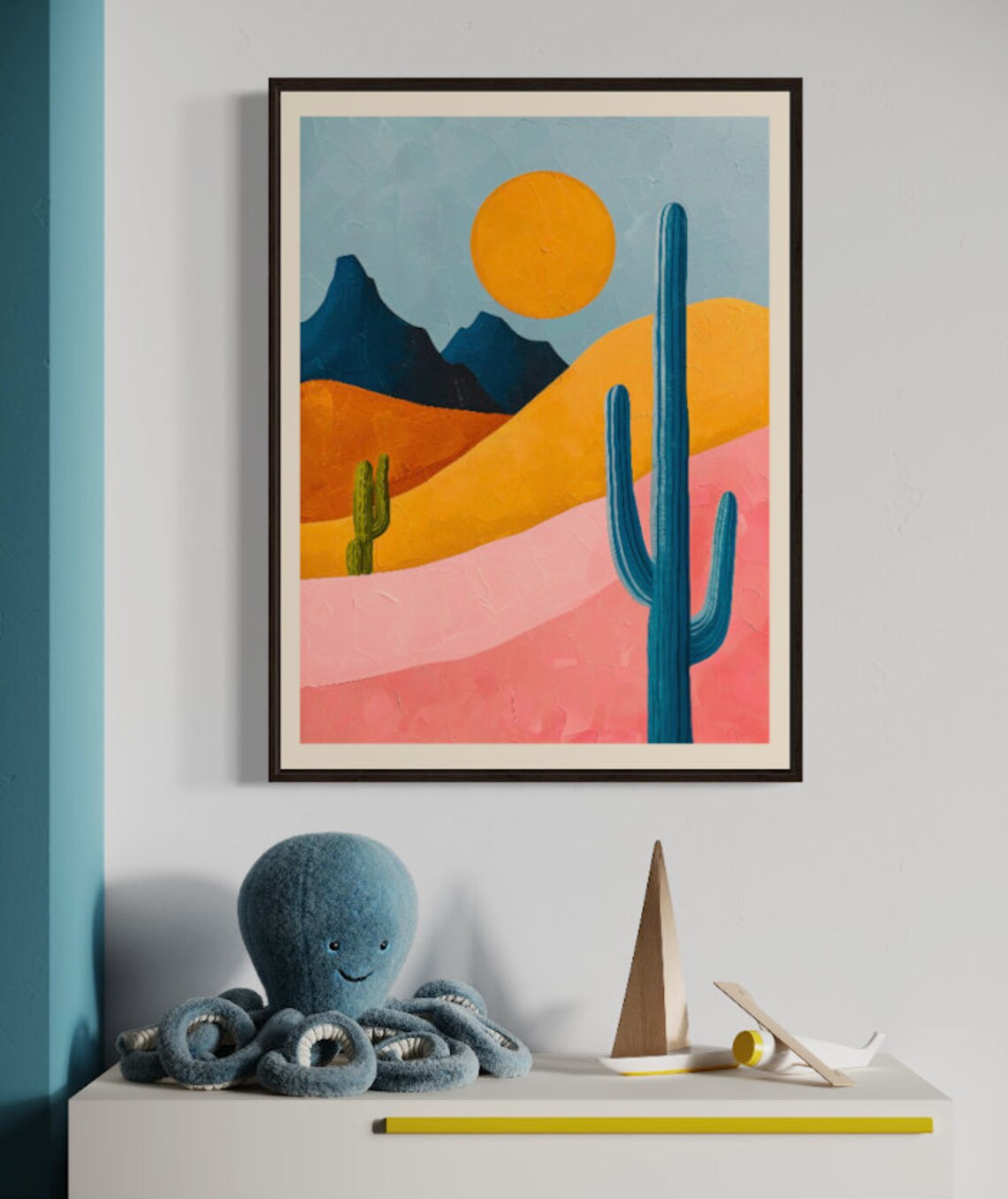 Boho Desert Art - Vibrant Textured Landscape Print, Ultra High ...