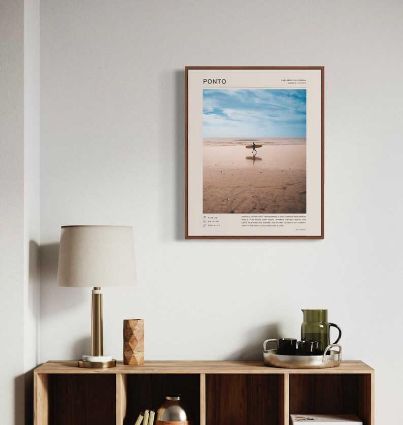 Ponto Surf Spot Print San Diego Coastal Art, Carlsbad Beach, Surfer ...
