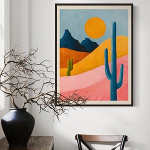 Boho Desert Art - Vibrant Textured Landscape Print, Ultra High ...