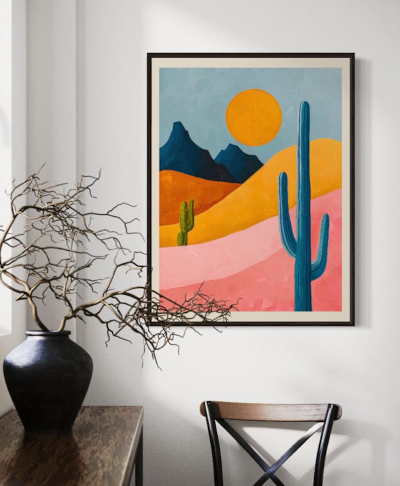Boho Desert Art - Vibrant Textured Landscape Print, Ultra High ...