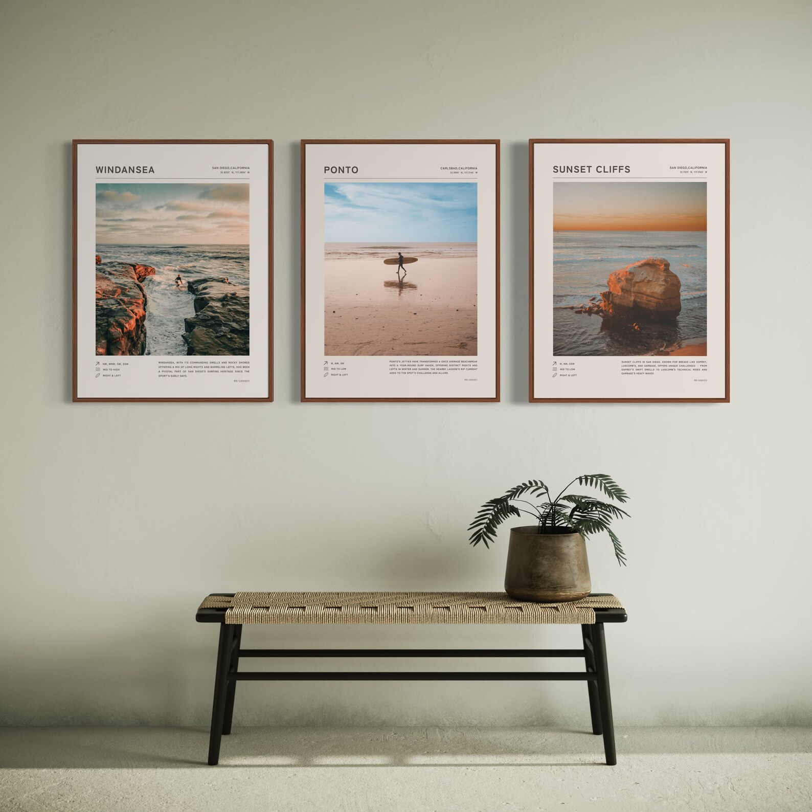Ponto Surf Spot Print - San Diego Coastal Art, Carlsbad Beach, Surfer ...