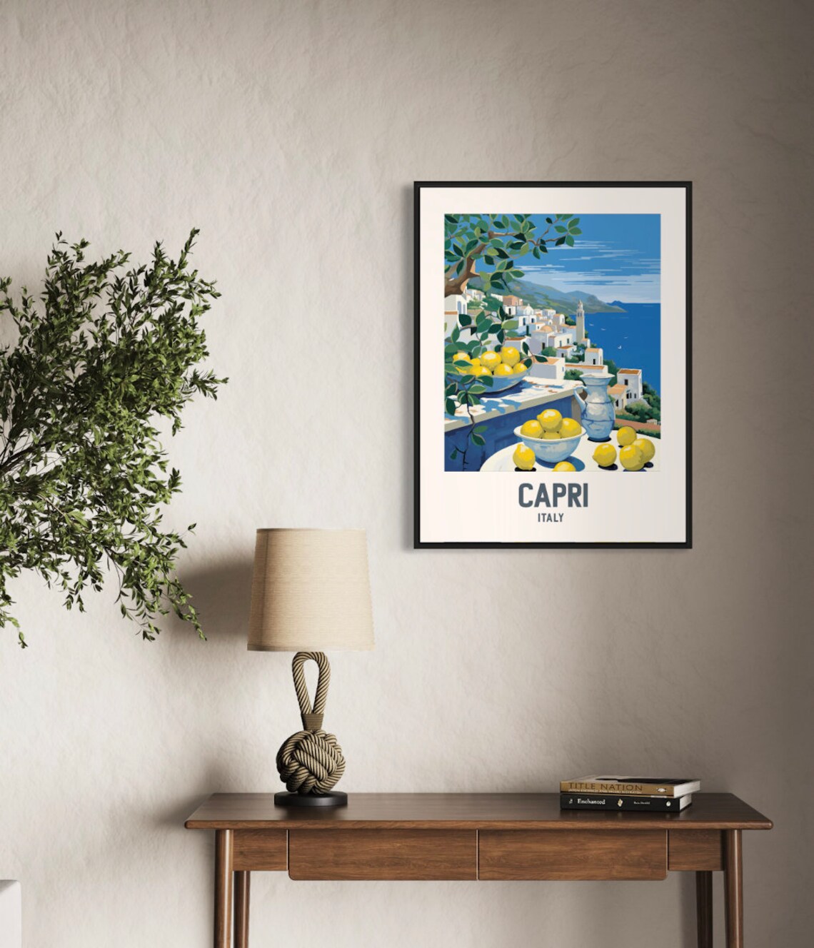Capri Lemons Print - Italy Travel Poster, Vintage Style Mediterranean ...