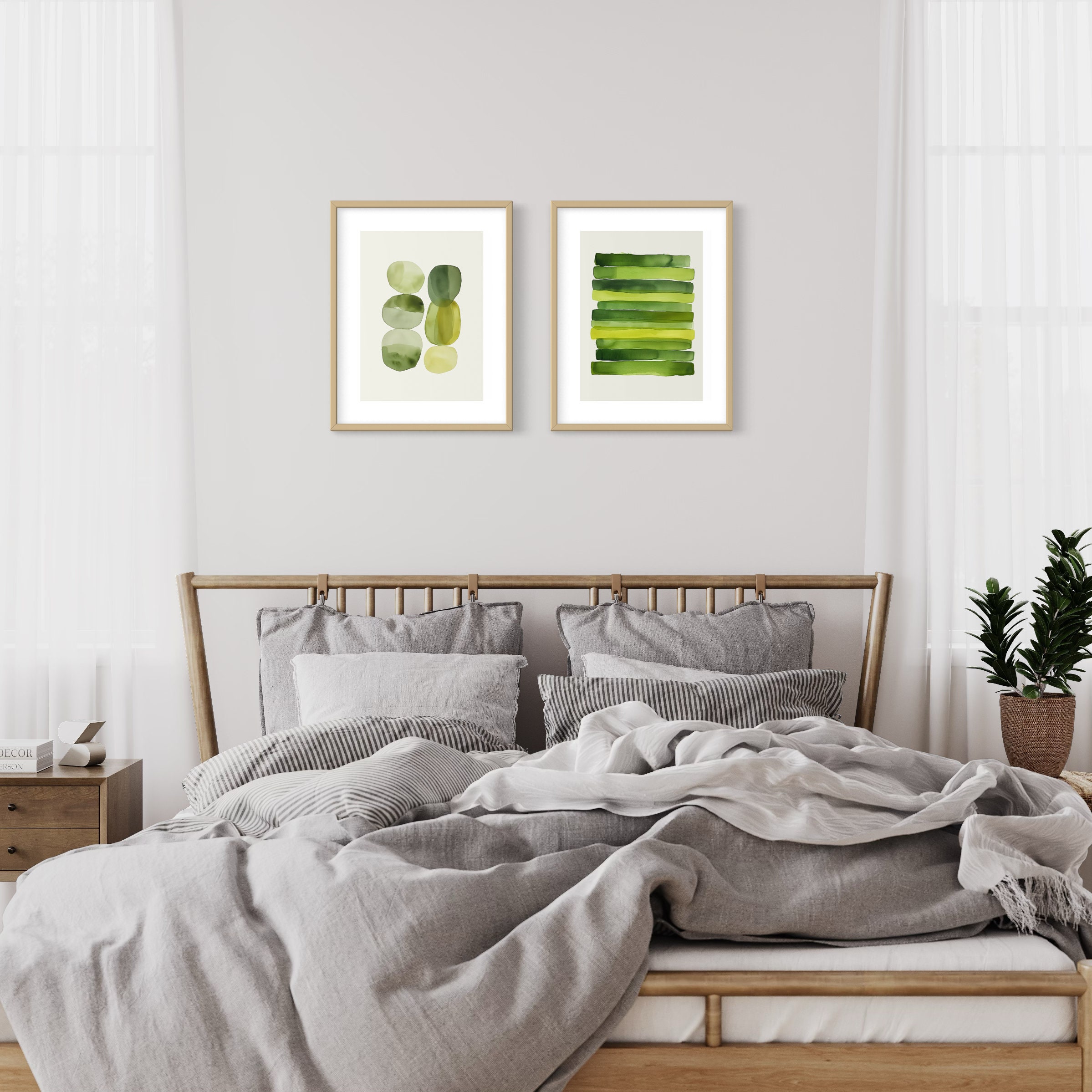 Olive Green Abstract Art Set Instant Download Print Watercolor Brush ...