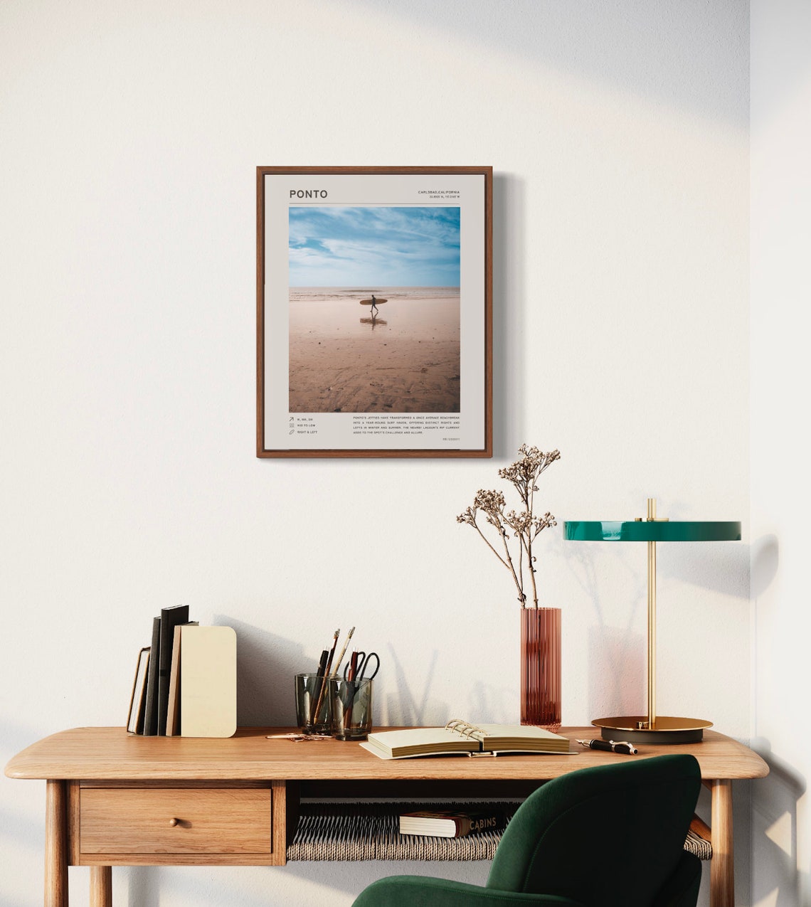 Ponto Surf Spot Print San Diego Coastal Art, Carlsbad Beach, Surfer ...