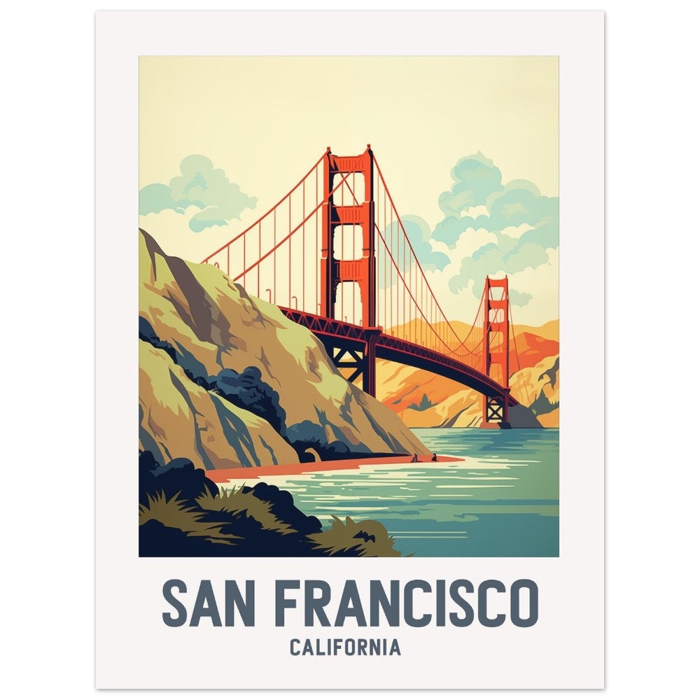San Francisco Golden Gate Travel Poster California Poster San Francisco ...