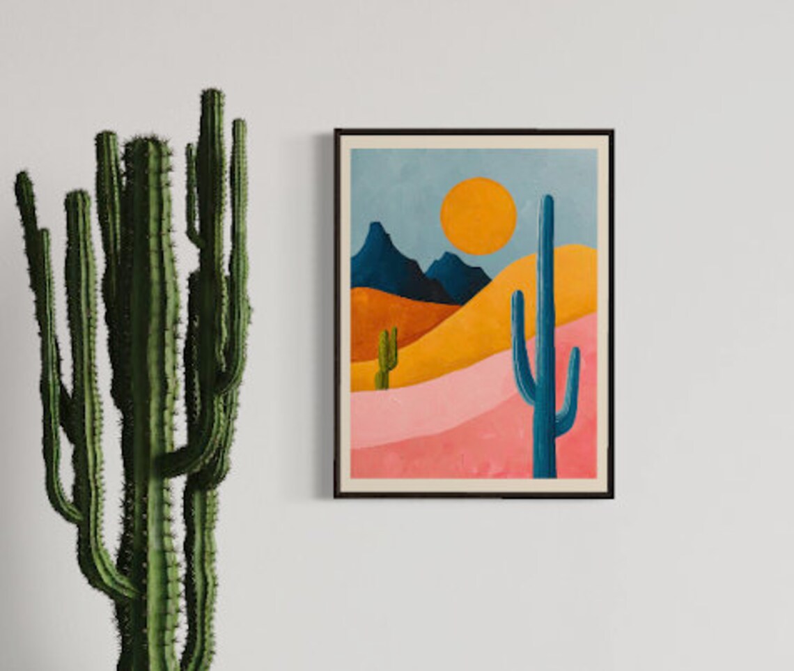 Boho Desert Art - Vibrant Textured Landscape Print, Ultra High ...