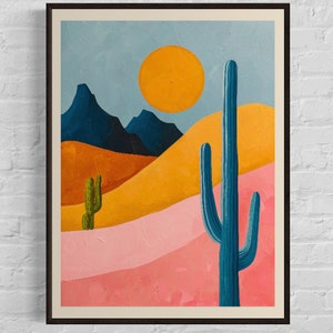 Boho Desert Art - Vibrant Textured Landscape Print, Ultra High ...