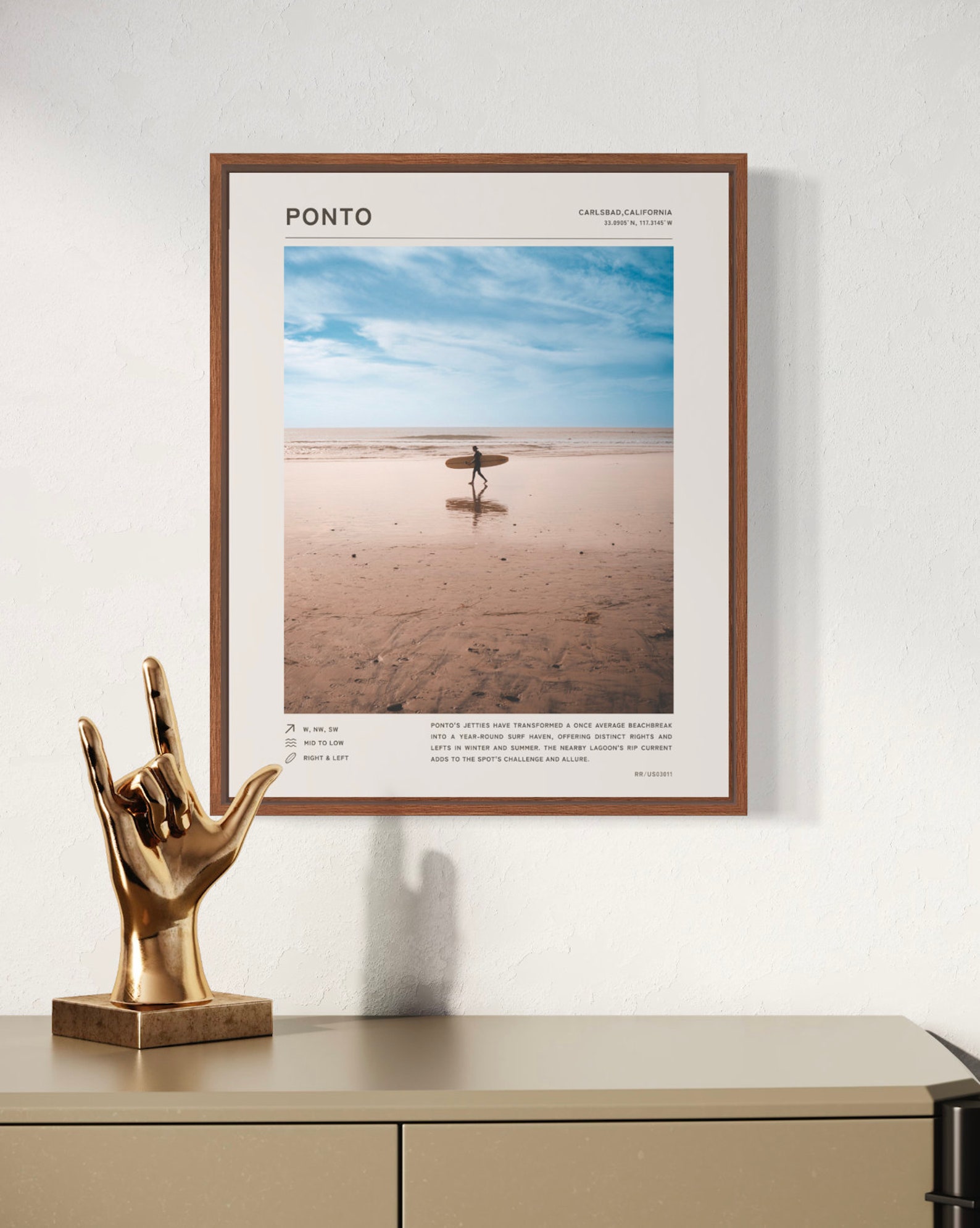 Ponto Surf Spot Print San Diego Coastal Art, Carlsbad Beach, Surfer ...