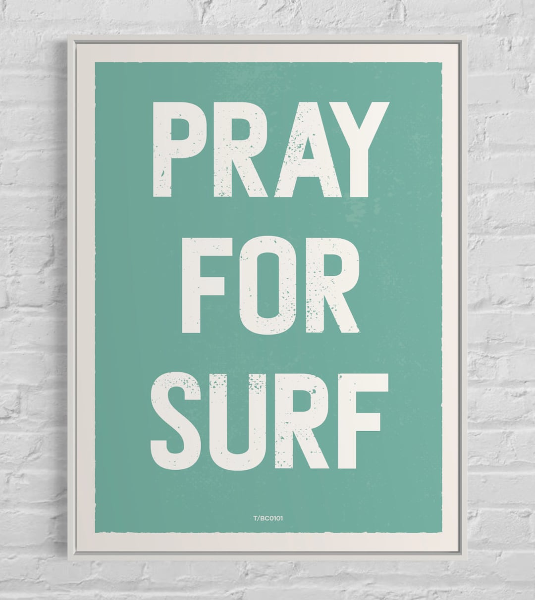 Pray for Surf Vintage Typography Poster - Retro Surfing Wall Art ...