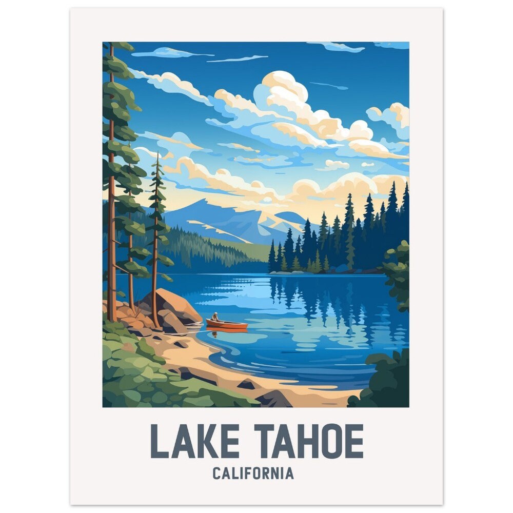 Lake Tahoe Art Print: Retro California Travel Poster - Etsy