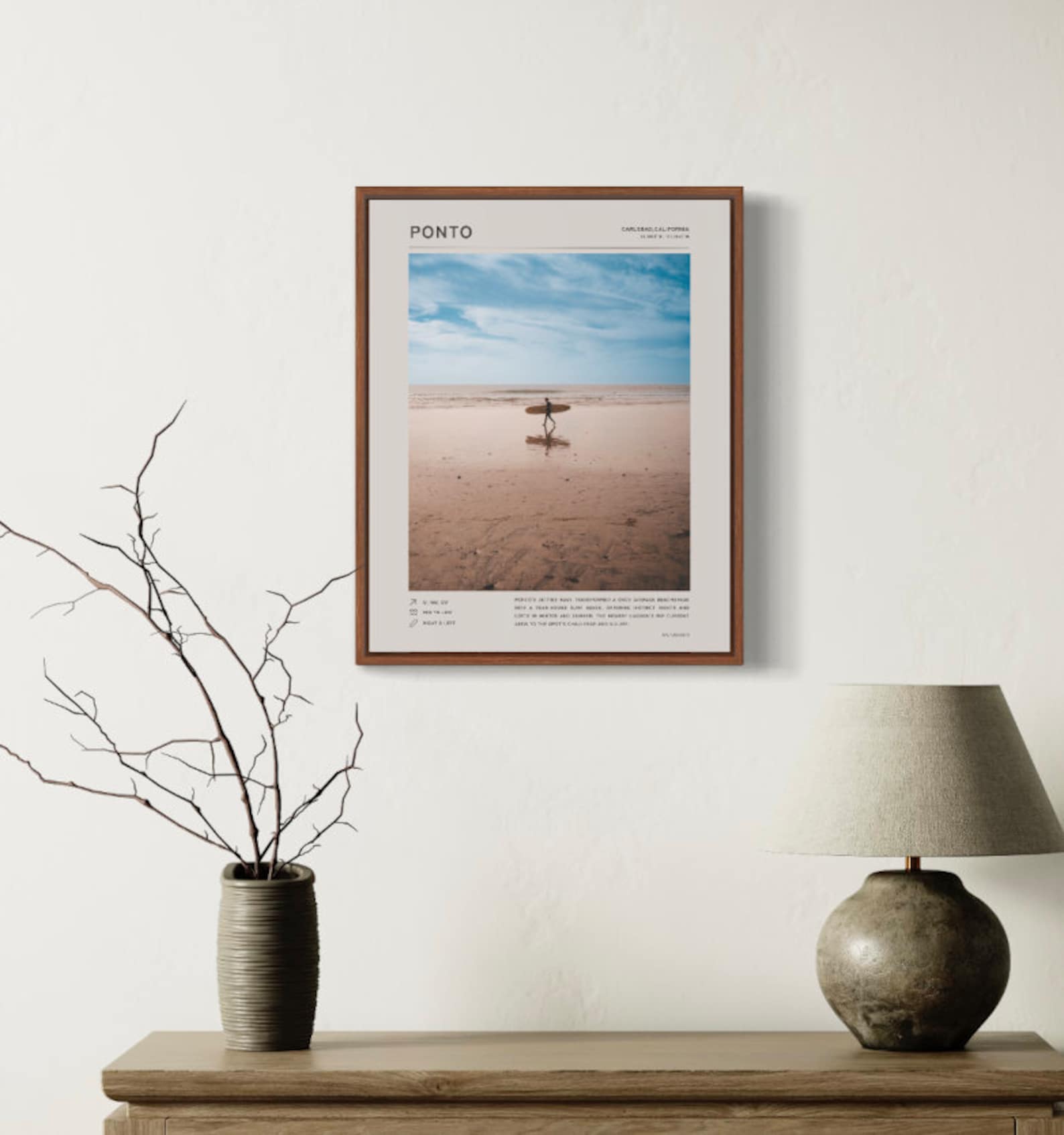 Ponto Surf Spot Print San Diego Coastal Art, Carlsbad Beach, Surfer ...