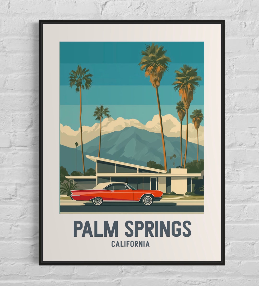 Palm Springs Mid-century Travel Poster - Vintage Travel Art, Desert ...