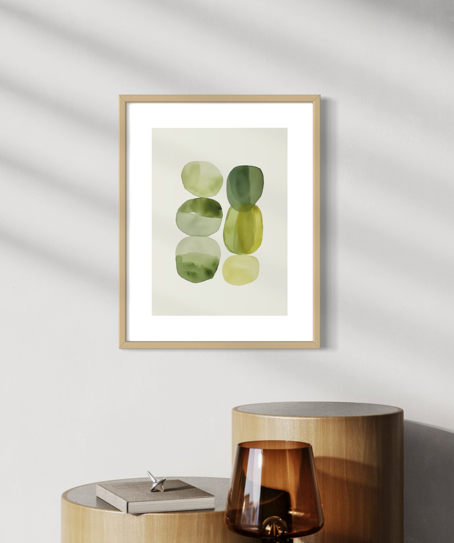 Olive Green Abstract Art Set - Instant Download Print Watercolor Brush ...