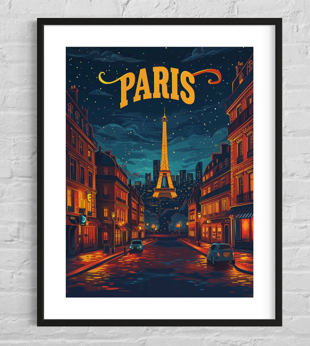 Eiffel Tower Art Print: Paris Nightscape Illustration (digital Download ...
