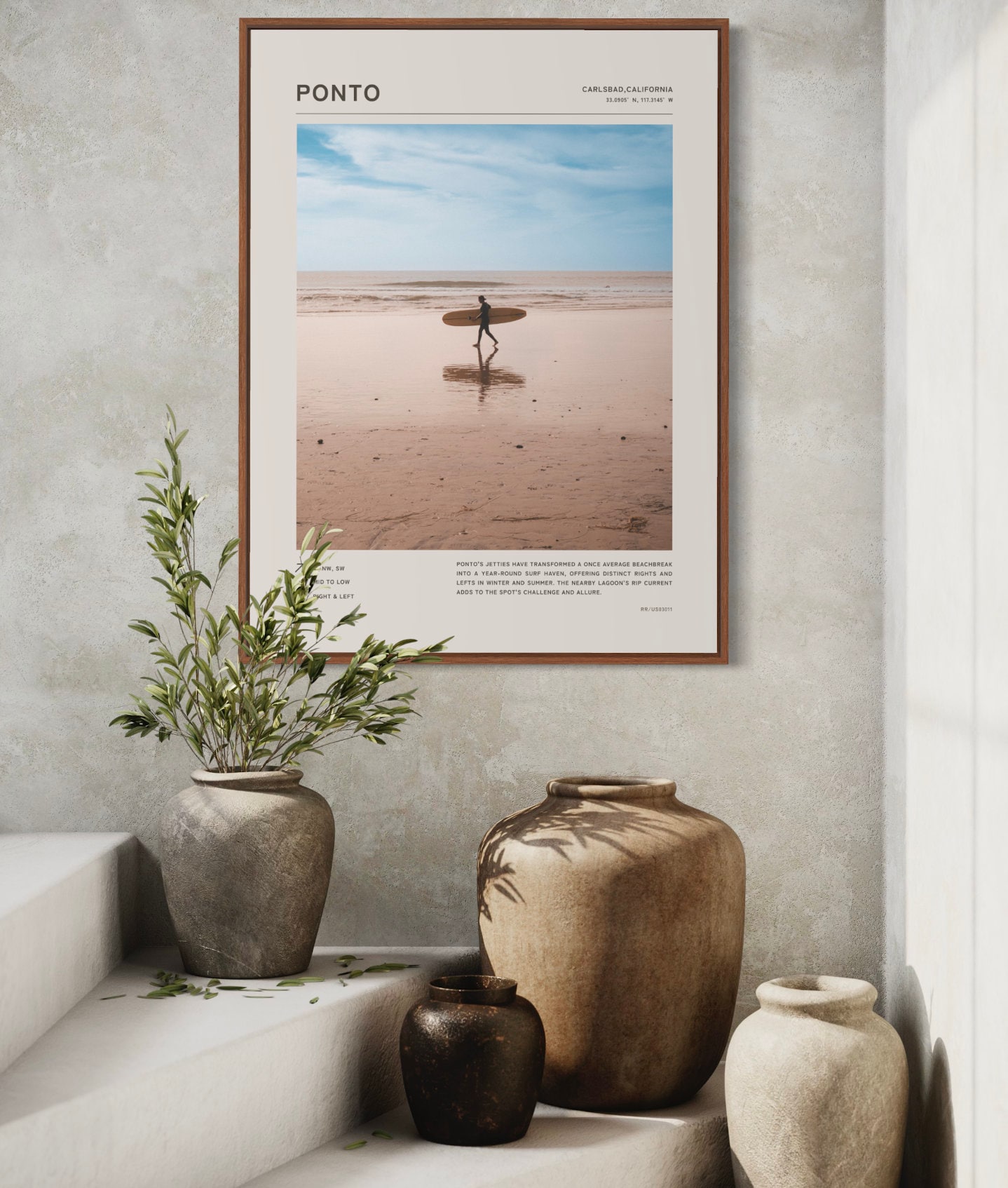 Ponto Surf Spot Print - San Diego Coastal Art, Carlsbad Beach, Surfer ...