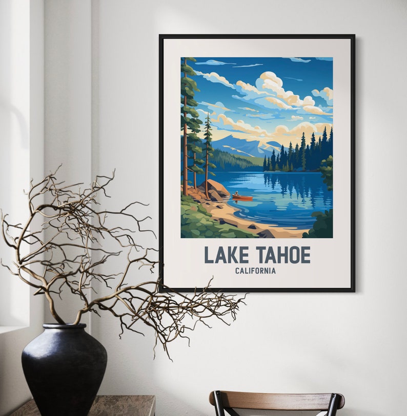 Lake Tahoe Art Print: Retro California Travel Poster - Etsy