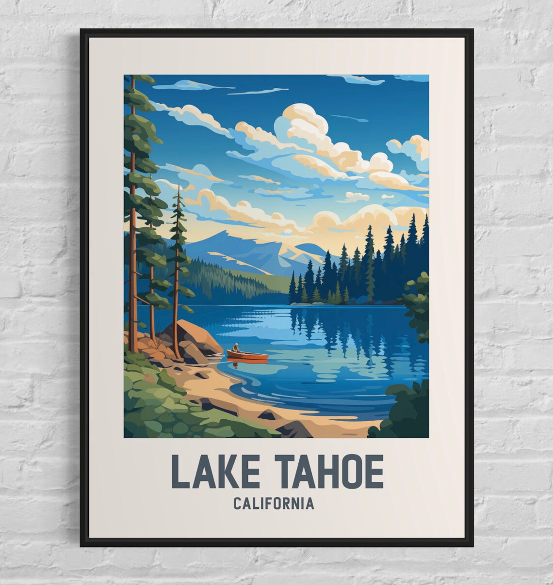 Lake Tahoe Art Print: Retro California Travel Poster - Etsy