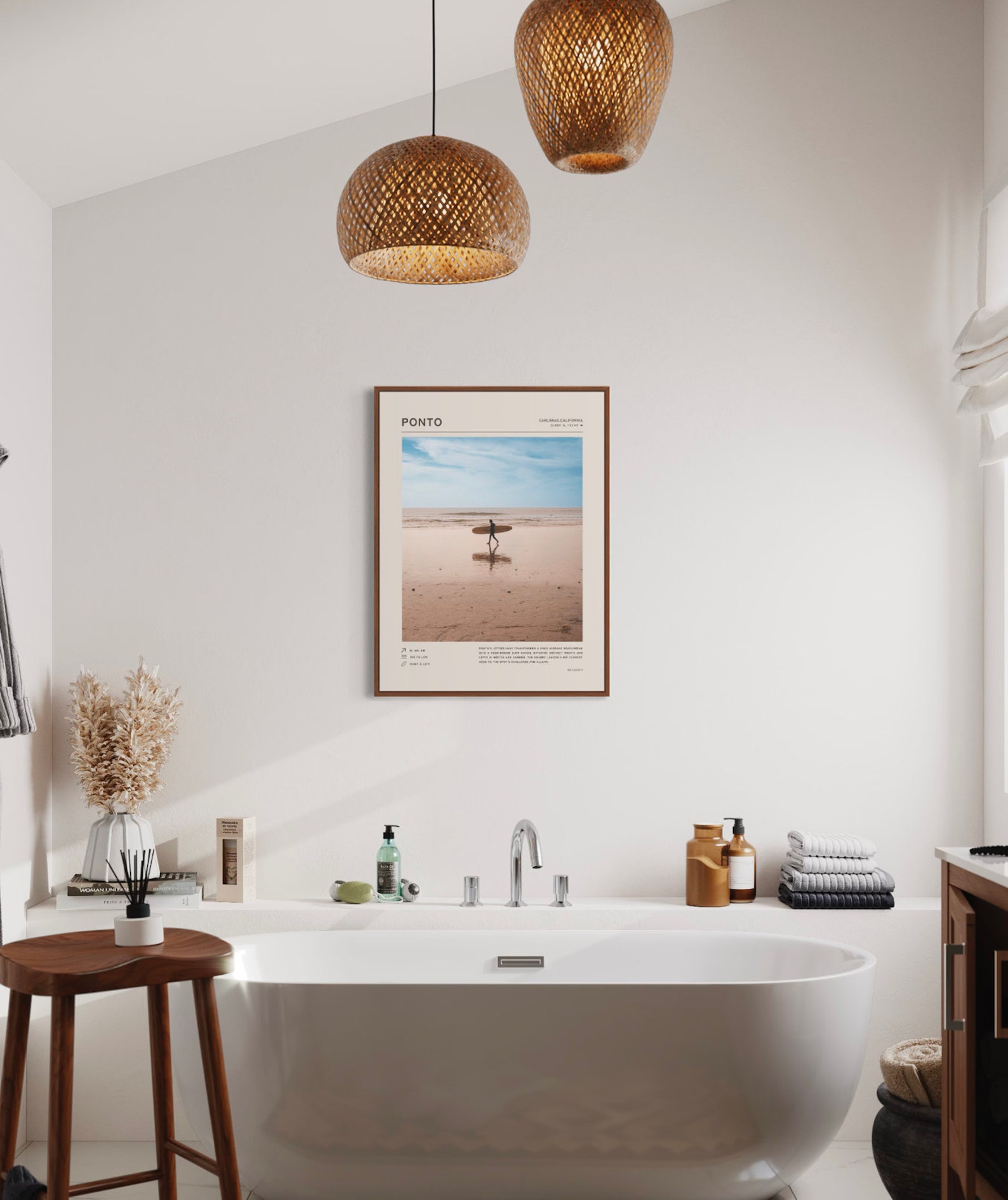 Ponto Surf Spot Print - San Diego Coastal Art, Carlsbad Beach, Surfer ...