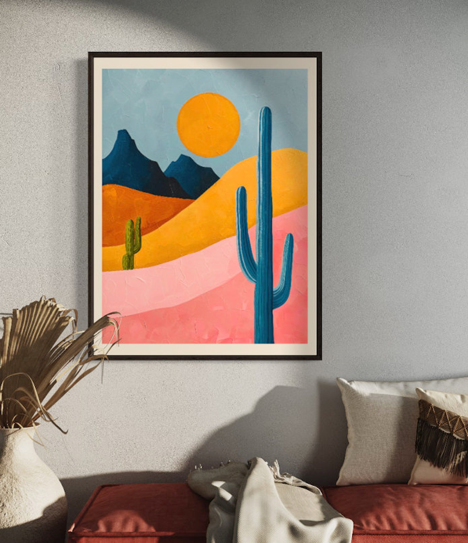 Boho Desert Art - Vibrant Textured Landscape Print, Ultra High ...