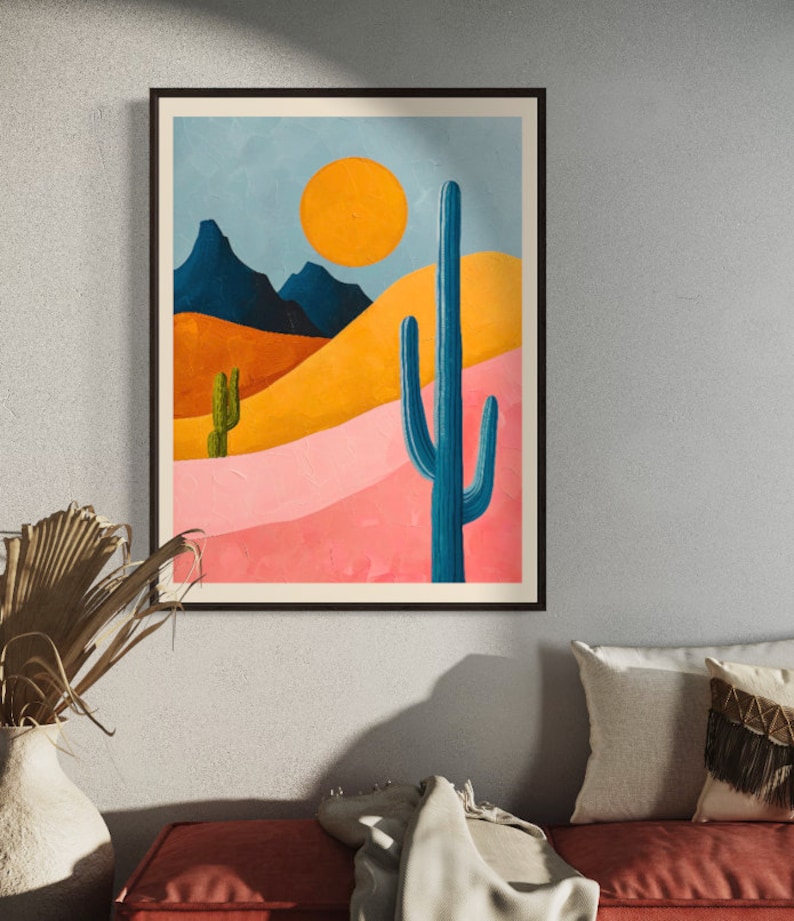 Boho Desert Art - Vibrant Textured Landscape Print, Ultra High ...