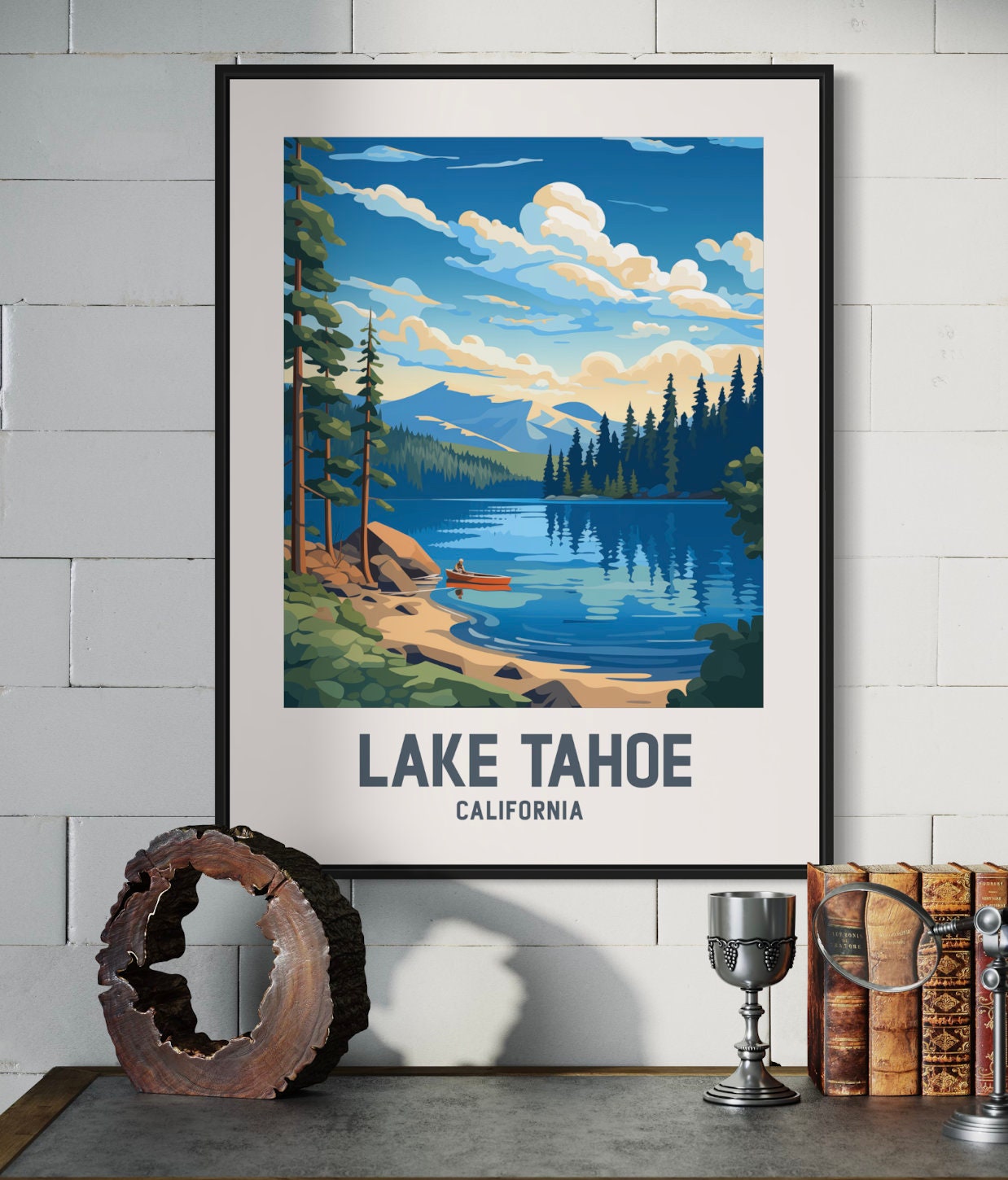 Lake Tahoe Art Print: Retro California Travel Poster - Etsy