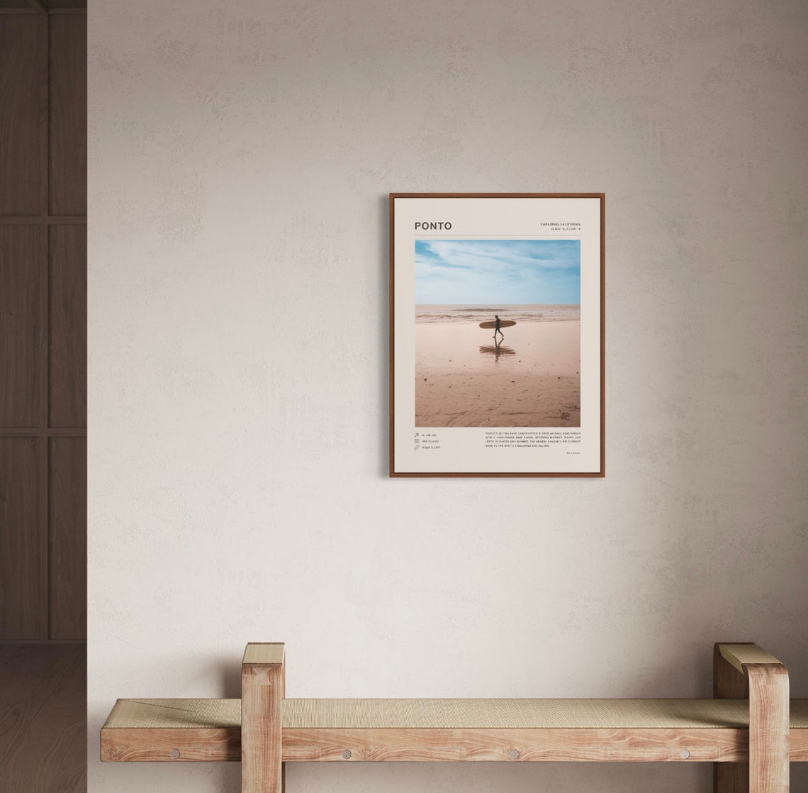 Ponto Surf Spot Print - San Diego Coastal Art, Carlsbad Beach, Surfer ...