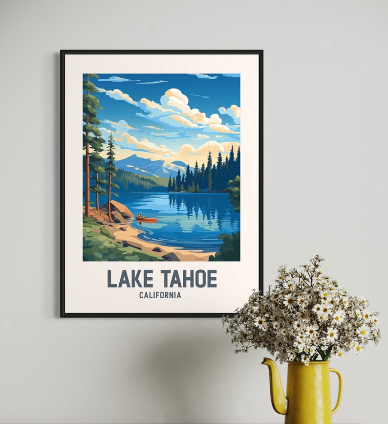 Lake Tahoe Art Print: Retro California Travel Poster - Etsy