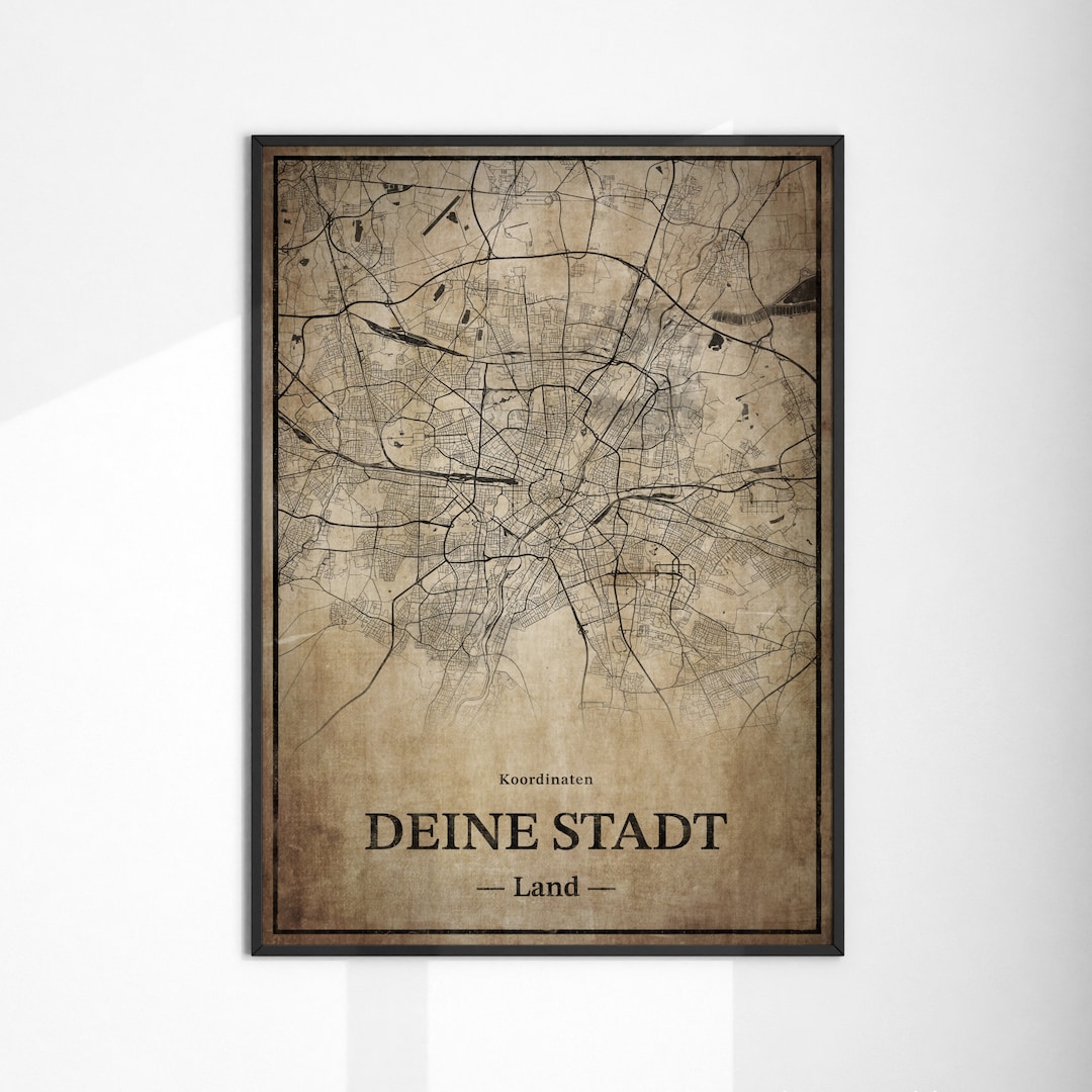DEINE STADT als Vintage Poster Personalisierbar Personalisierte ...